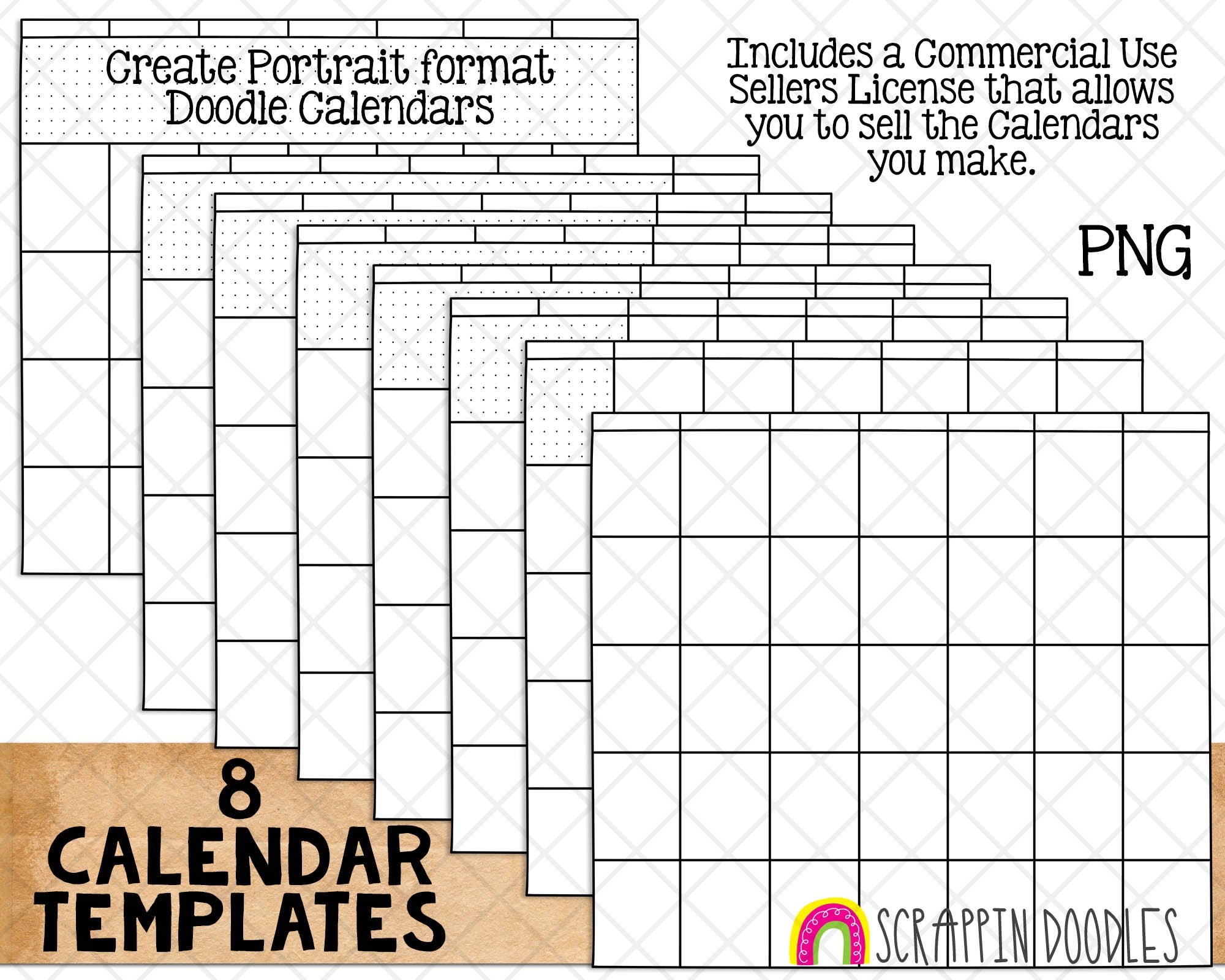 Doodle Calendar Templates - Portrait - Create your own BUJO Doodle sty ...