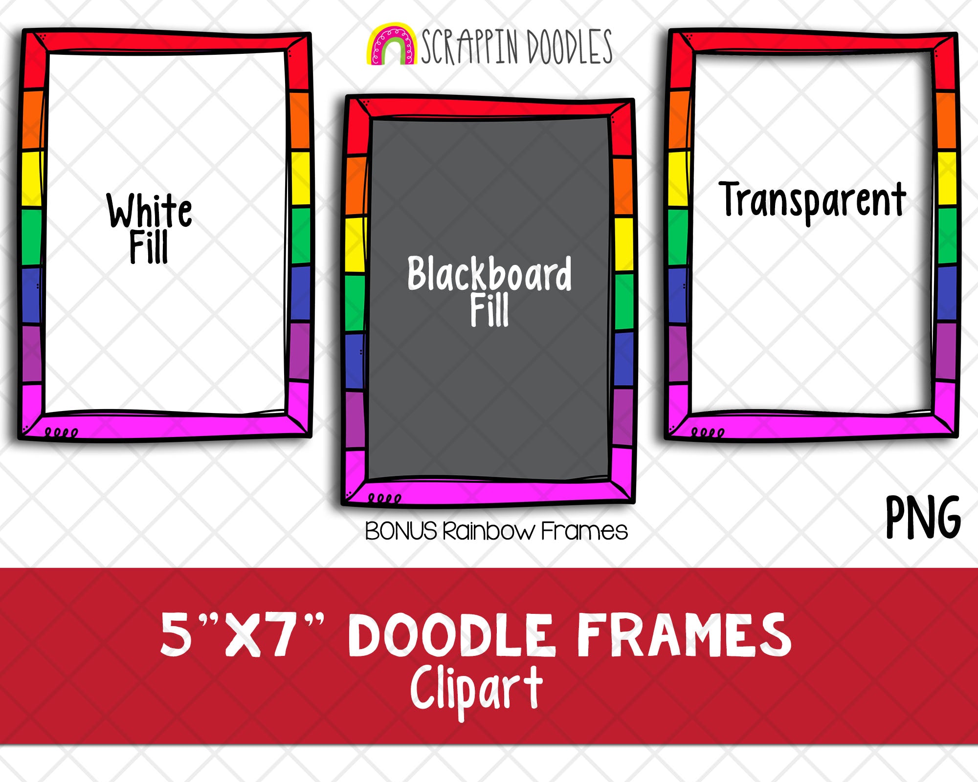 Doodle Borders Frames ClipArt - Hand Drawn 5x7 Frames – Scrappin Doodles