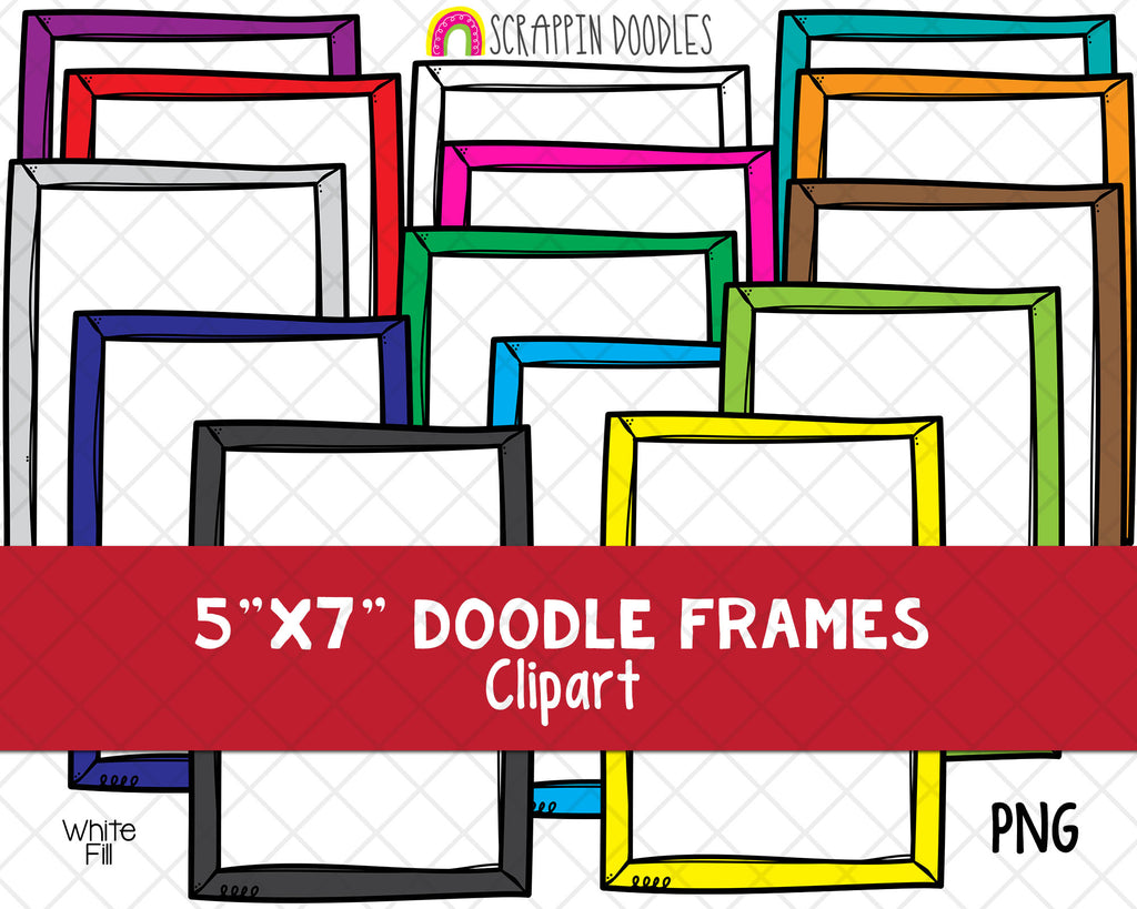Doodle Borders Frames ClipArt - Hand Drawn 5x7 Frames – Scrappin Doodles