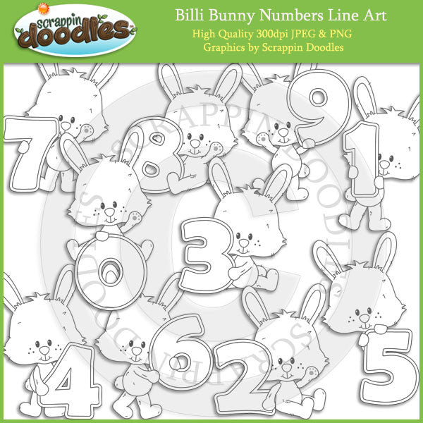 Billi Bunny Numbers - Cute Rabbit Clip Art – Scrappin Doodles