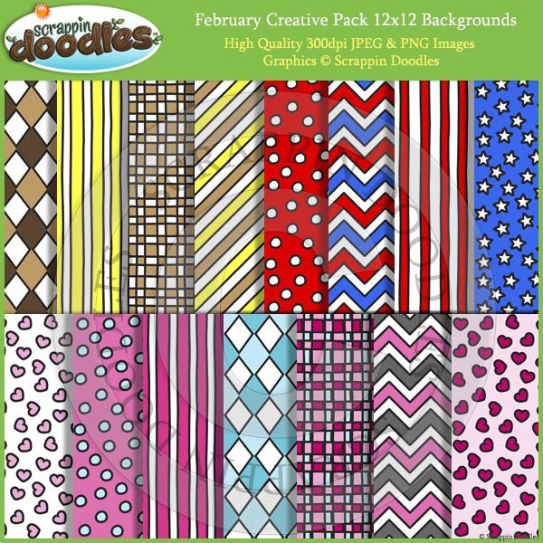 February Creative Pack , Backgrounds, Borders & More – Scrappin Doodles