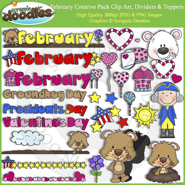 February Creative Pack , Backgrounds, Borders & More – Scrappin Doodles