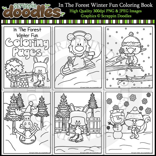 In The Forest Winter Fun Coloring Pages – Scrappin Doodles