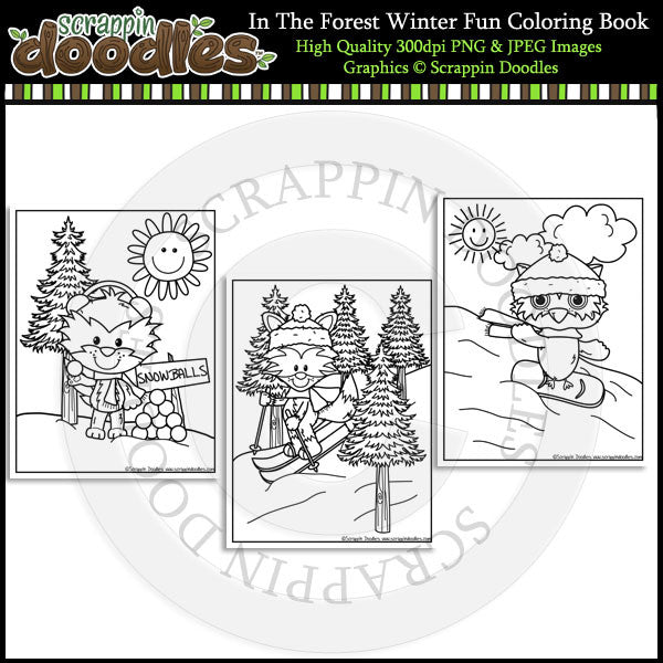 In The Forest Winter Fun Coloring Pages – Scrappin Doodles
