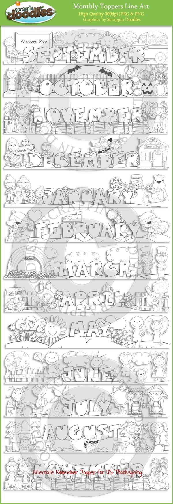 Monthly Toppers - January through December – Scrappin Doodles
