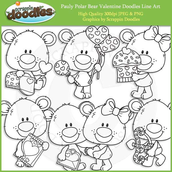 Pauly Polar Bear Valentine Doodles – Scrappin Doodles