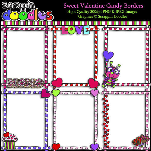 Sweet Valentine Candy Full Page Borders – Scrappin Doodles