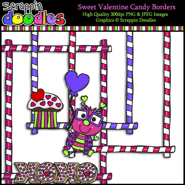 Sweet Valentine Candy Full Page Borders – Scrappin Doodles