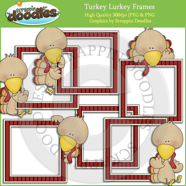 Turkey ClipArt - Turkeys Holding Barn Frames Clip Art - Cute Turkeys o ...