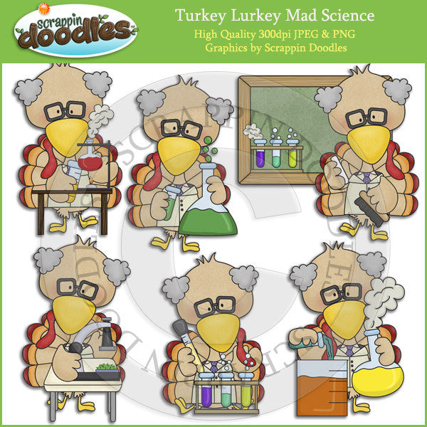 Turkey ClipArt - Science Turkeys Clip Art - Cute School Turkeys Graphi ...