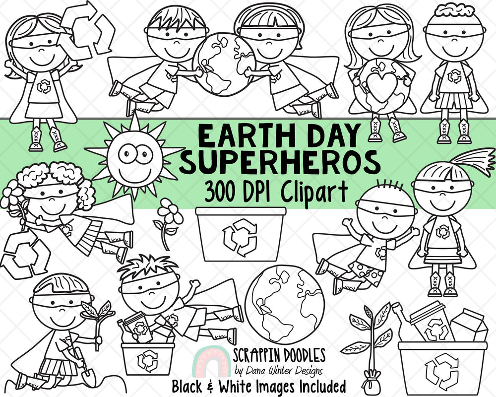 Earth Day Clipart - Earth Day SuperHero - Instant Download - Environme ...