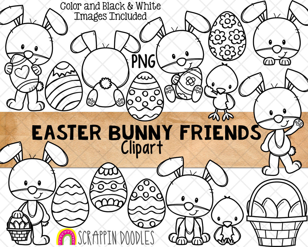 Easter Bunny Friends ClipArt - Commercial Use PNG – Scrappin Doodles