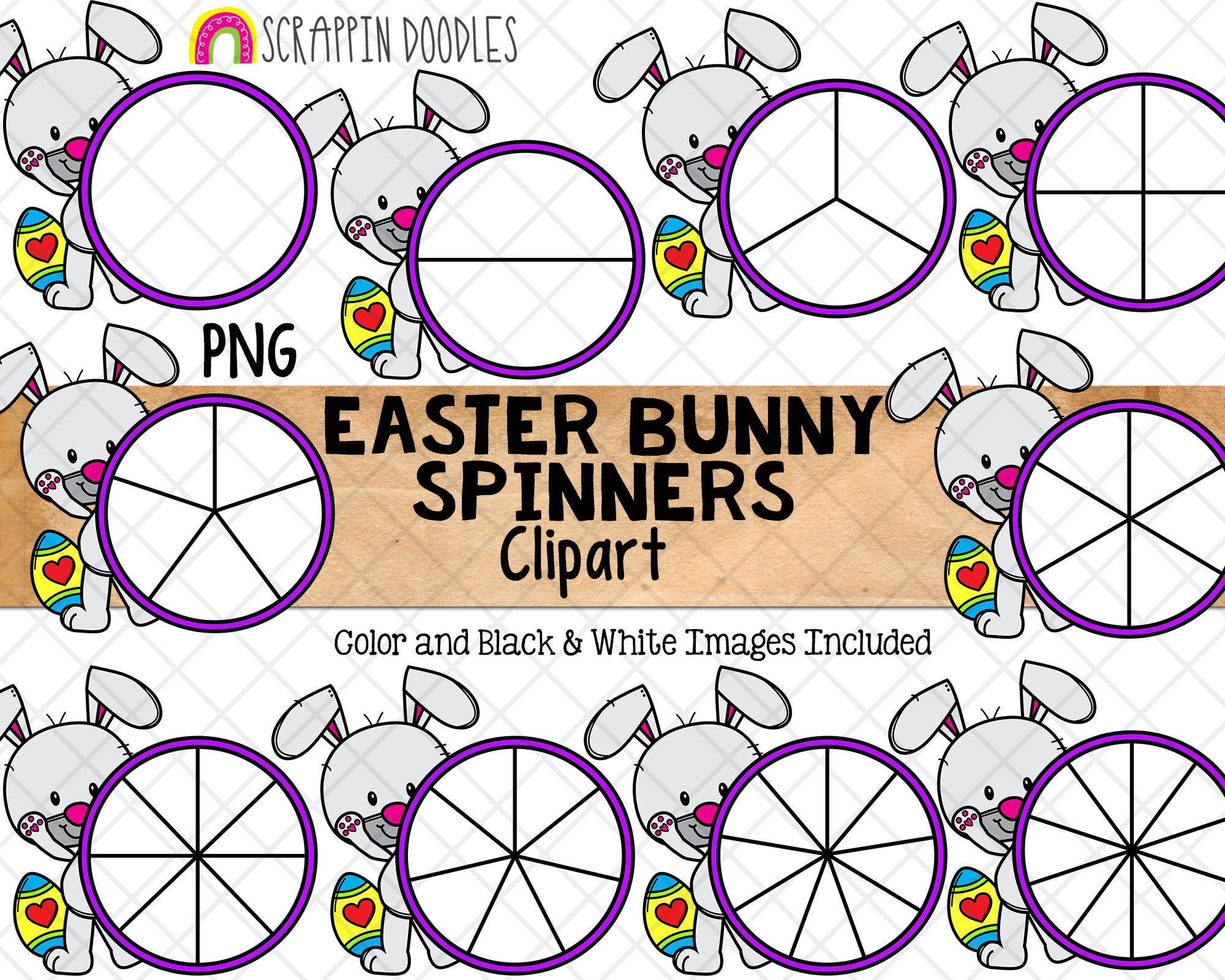 Easter Bunny Spinners ClipArt - Commercial Use PNG – Scrappin Doodles