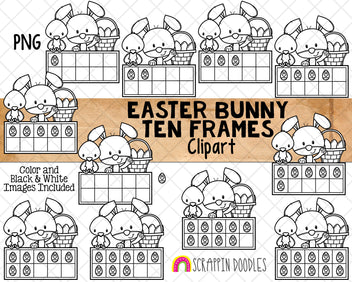 Easter Bunny Ten Frames ClipArt - Commercial Use PNG – Scrappin Doodles