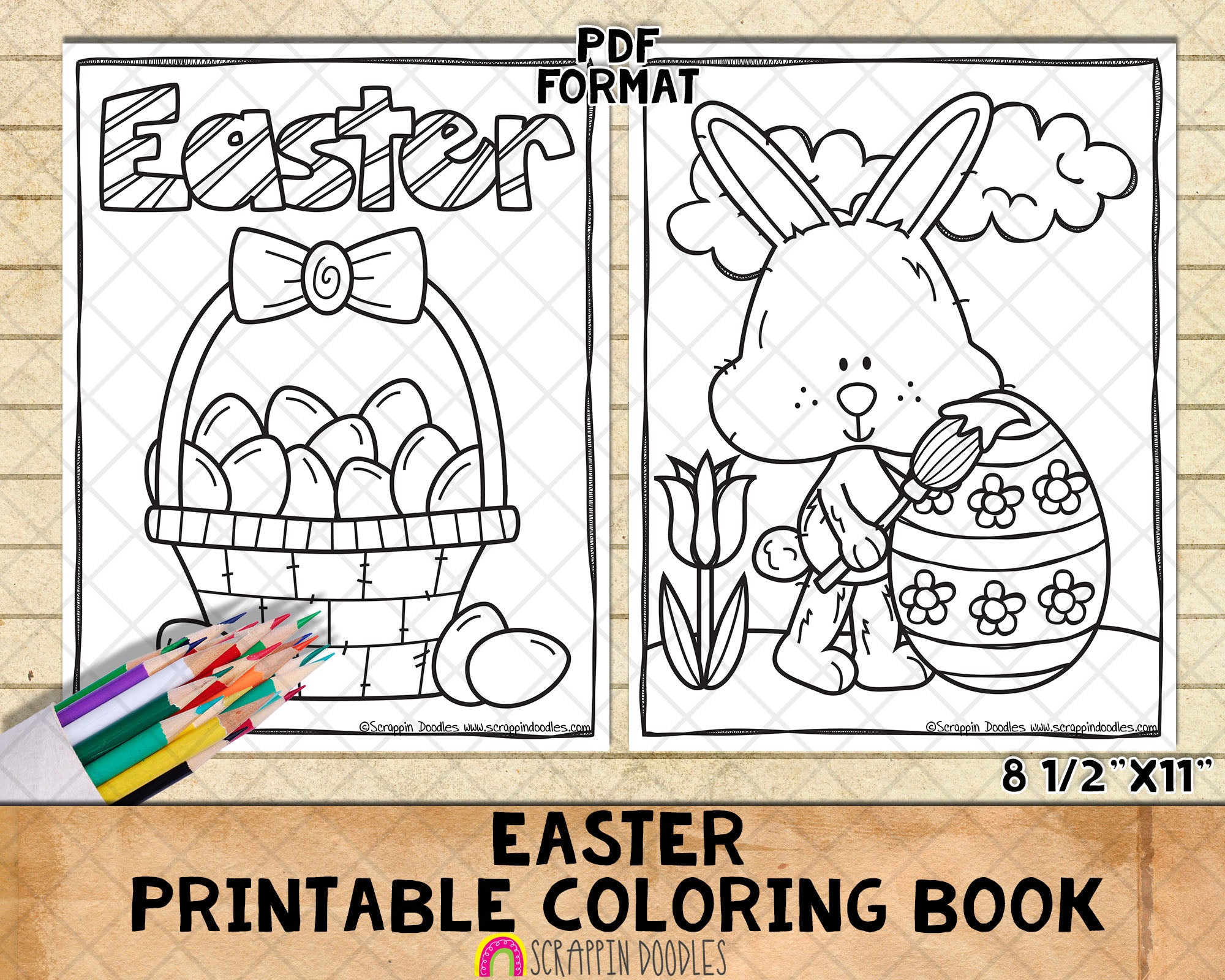 Easter Coloring Book - Kids Coloring Pages - Printable PDF – Scrappin ...