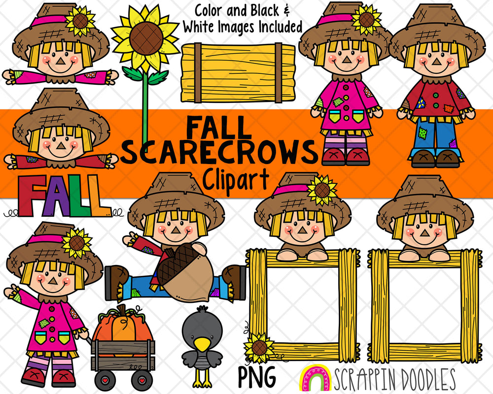 Fall Scarecrows ClipArt - Commercial Use Scarecrow Clipart – Scrappin ...