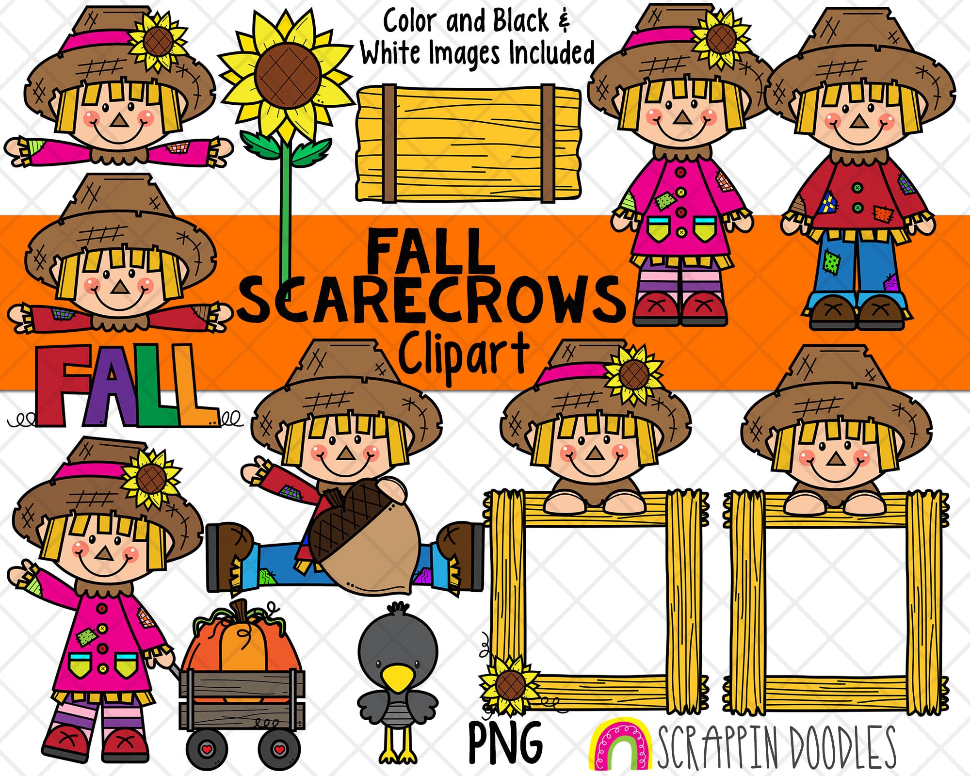 Fall Scarecrows ClipArt - Commercial Use Scarecrow Clipart – Scrappin ...