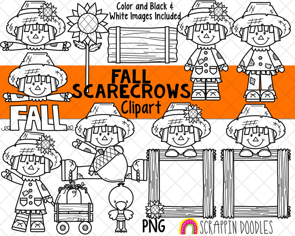 Fall Scarecrows ClipArt - Commercial Use Scarecrow Clipart – Scrappin ...