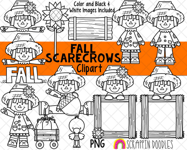 Fall Scarecrows ClipArt - Commercial Use Scarecrow Clipart – Scrappin ...