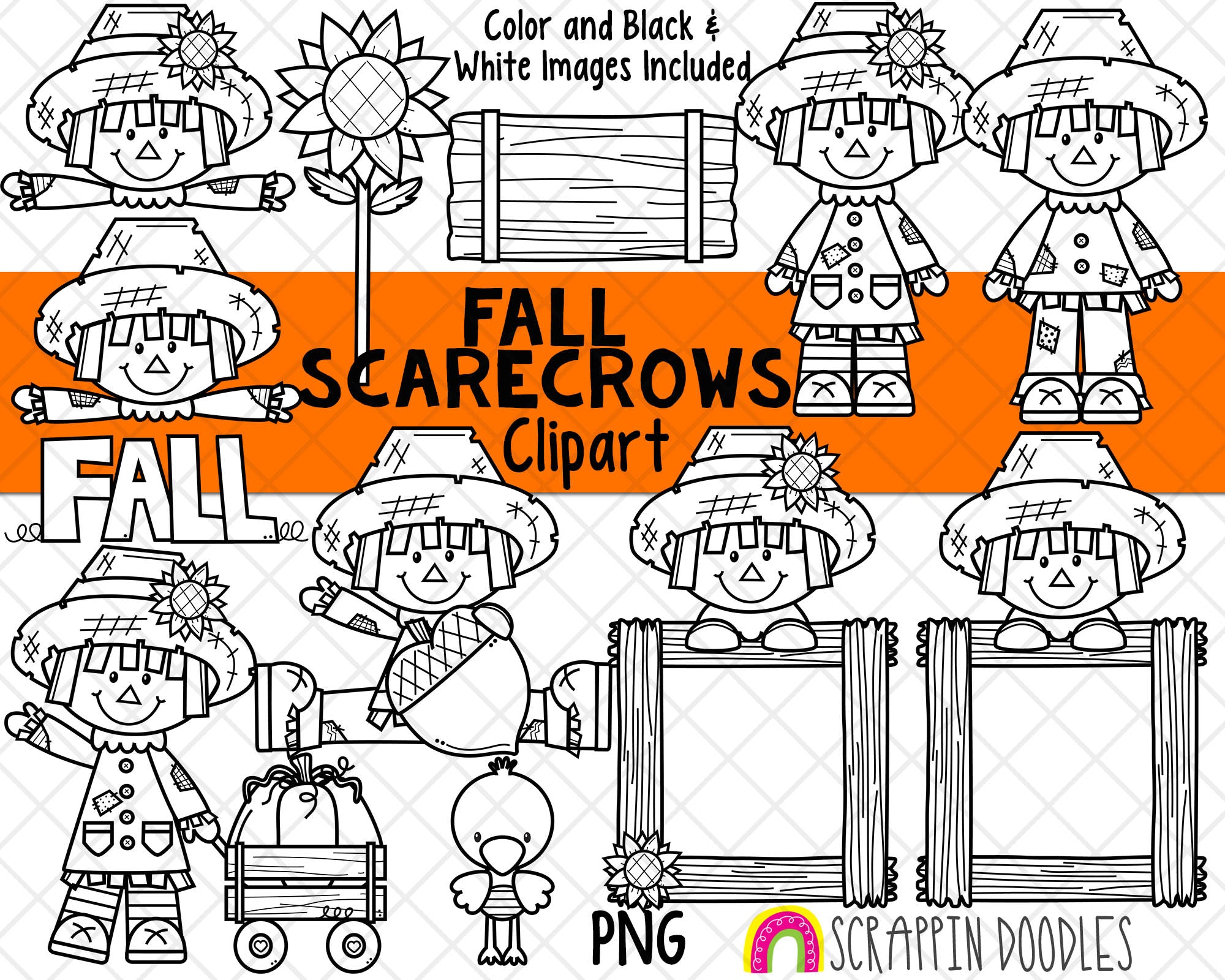 Fall Scarecrows ClipArt - Commercial Use Scarecrow Clipart – Scrappin ...