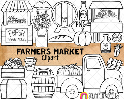 Farmers Market Clip Art - Fall Farm Truck - Autumn Harvest - Vegetable ...