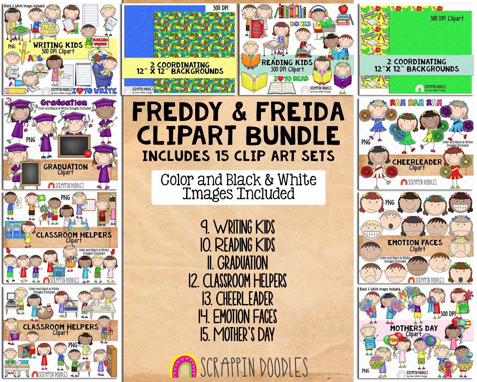 Freddy and Freida ClipArt Bundle – Scrappin Doodles