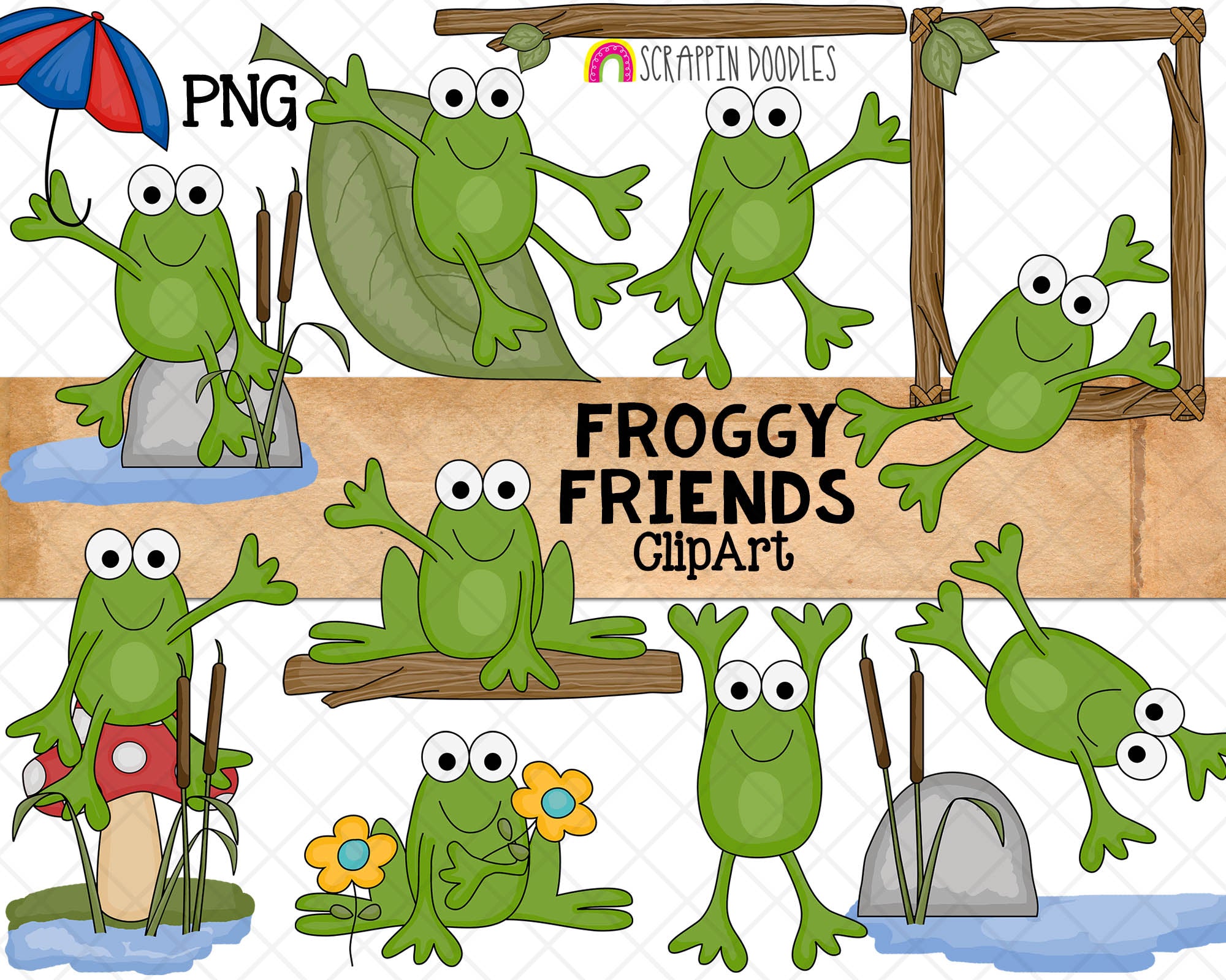 Frogs ClipArt Bundle - Frog ClipArt - Open License – Scrappin Doodles