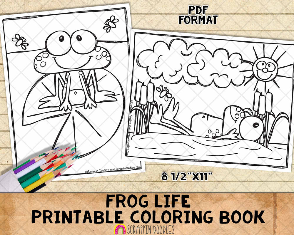 Frog Life Coloring Book - Frog Coloring Pages - Printable PDF Coloring ...