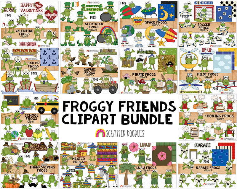 Frogs ClipArt Bundle - Frog ClipArt - Open License – Scrappin Doodles