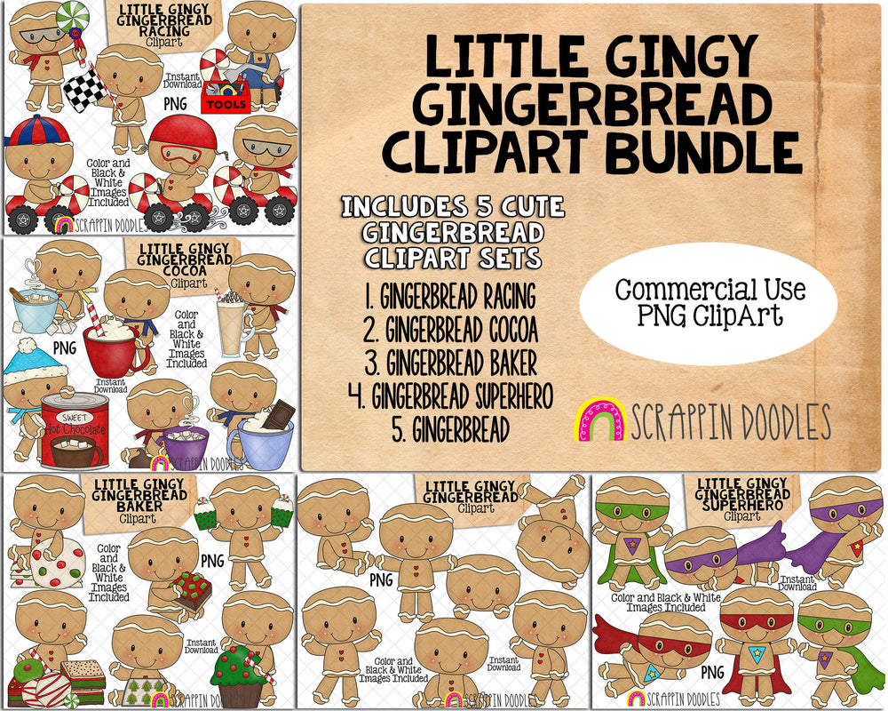 Little Gingy Gingerbread ClipArt Bundle - Commercial Use PNG – Scrappin ...