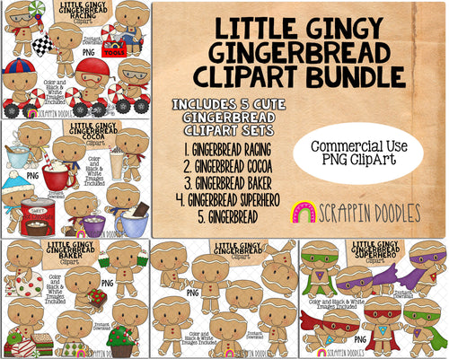 Little Gingy Gingerbread ClipArt Bundle - Commercial Use PNG – Scrappin ...