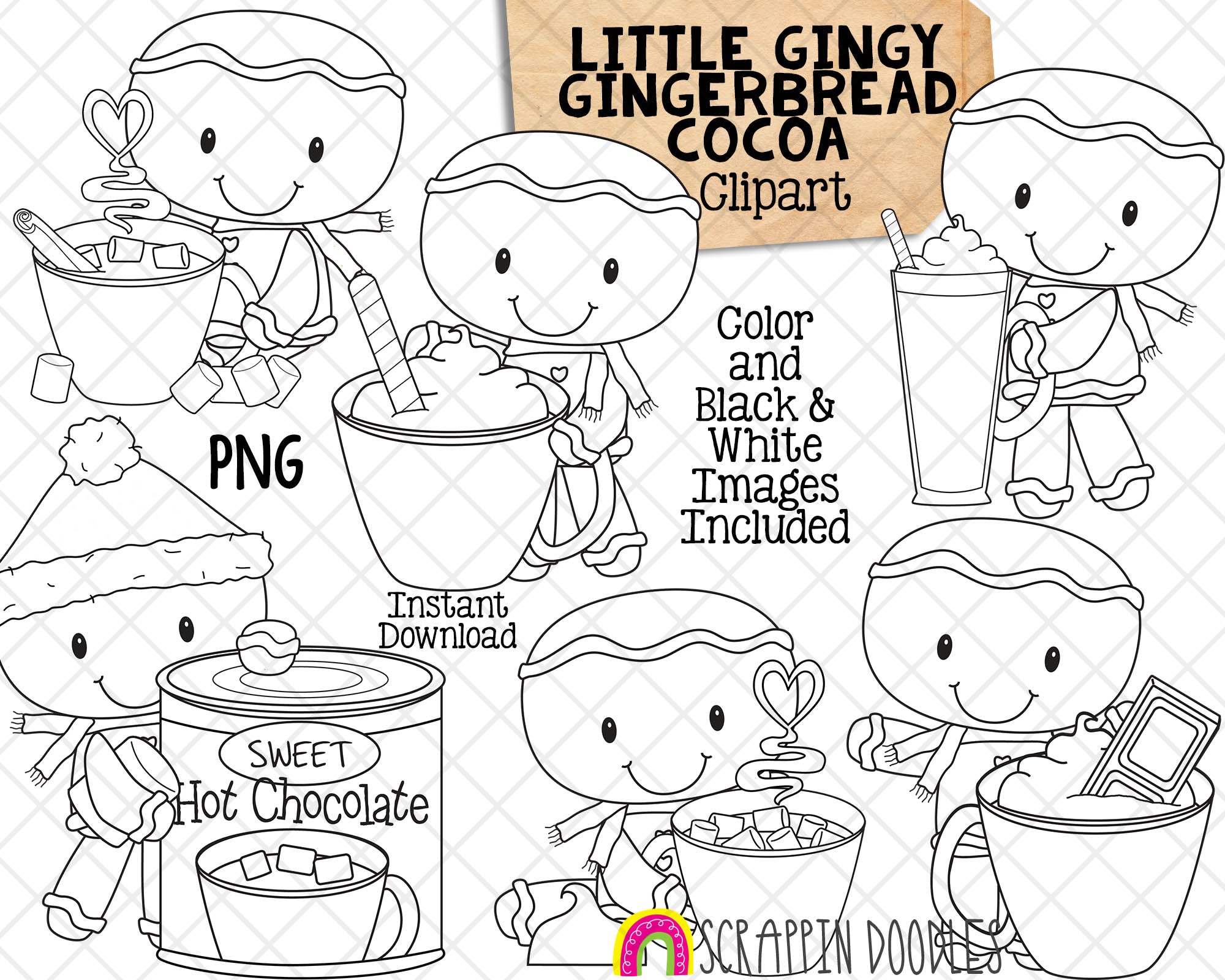 Gingerbread Cookie Clip Art - Little Gingy Cocoa Clipart - Christmas C ...