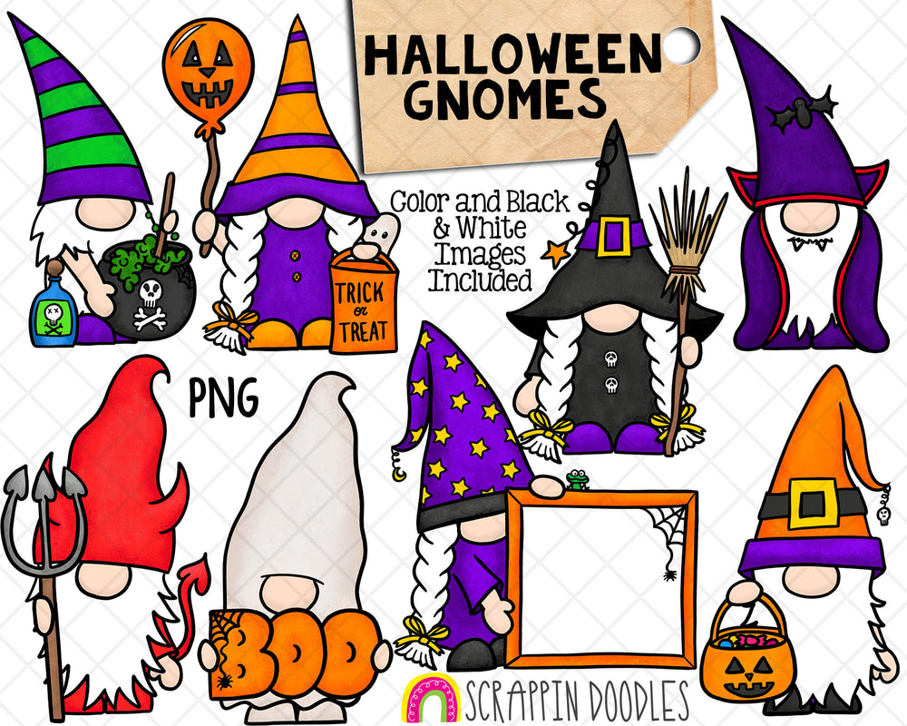 Halloween Gnome ClipArt - Gnome Sublimation PNG - Spooky Garden Gnomes ...