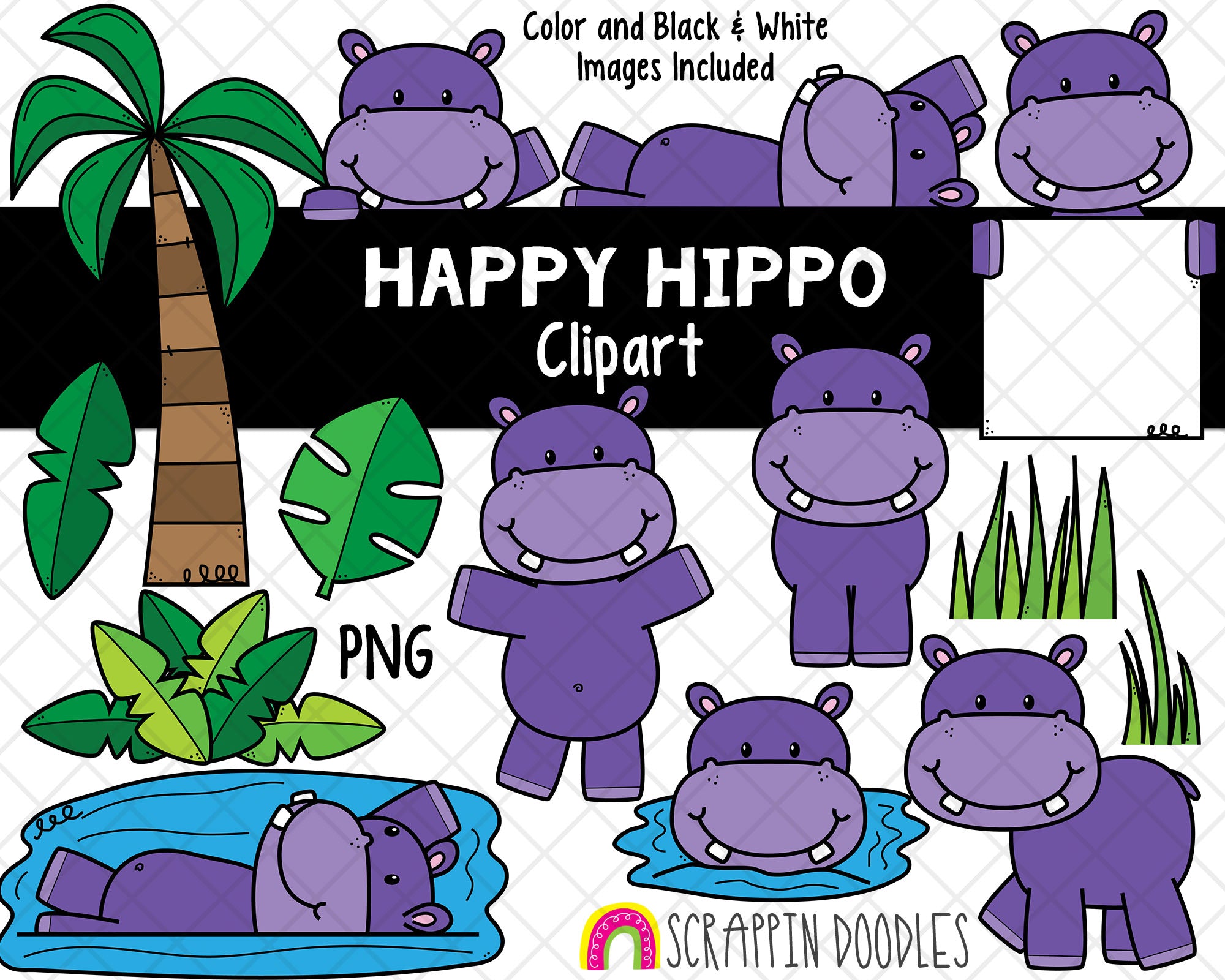 Hippopotamus ClipArt - Cute Hippo Clipart - Hippopotamus Habitat ...