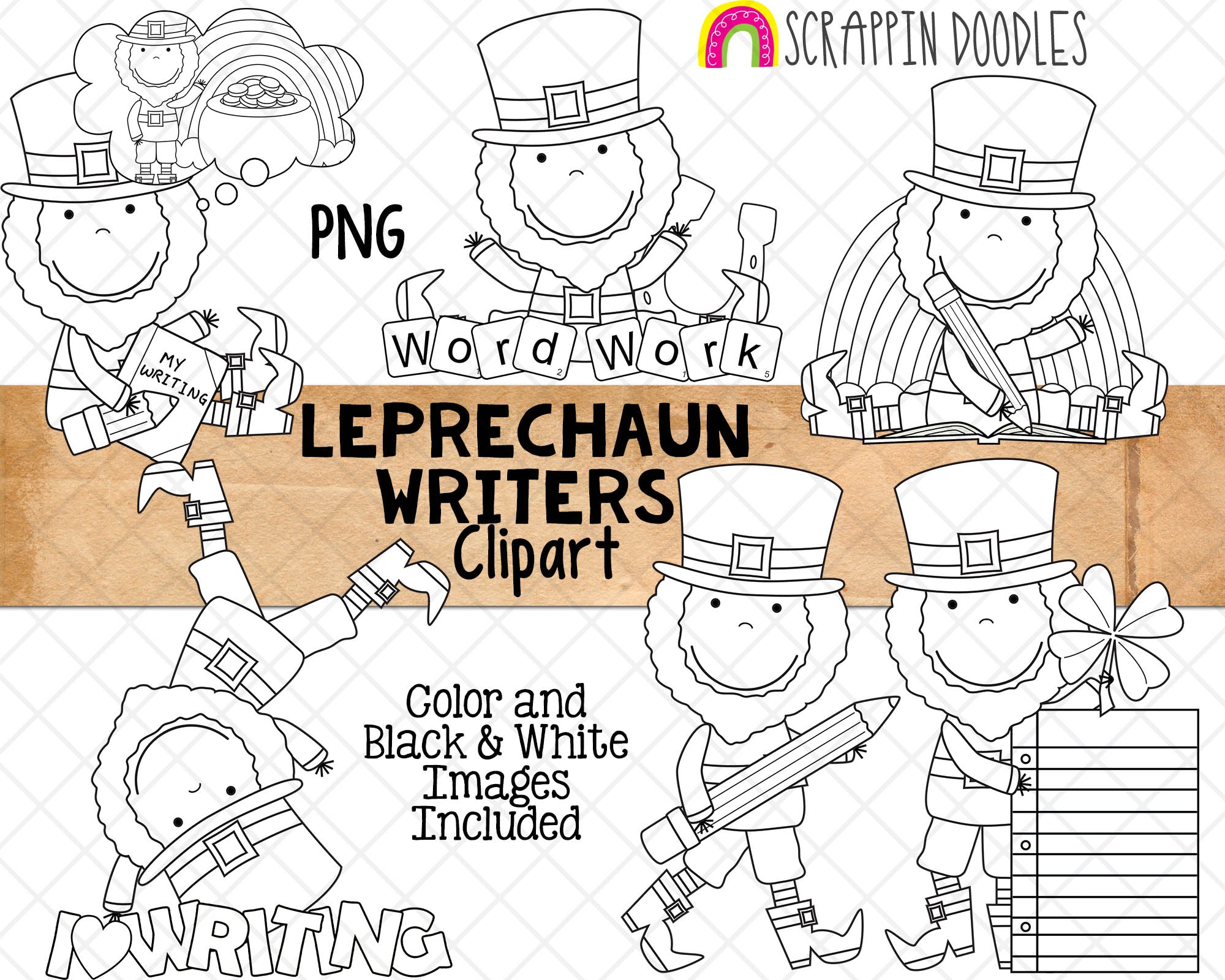 Leprechaun Writing ClipArt - St. Patrick's Day Leprechauns - Irish Lep ...