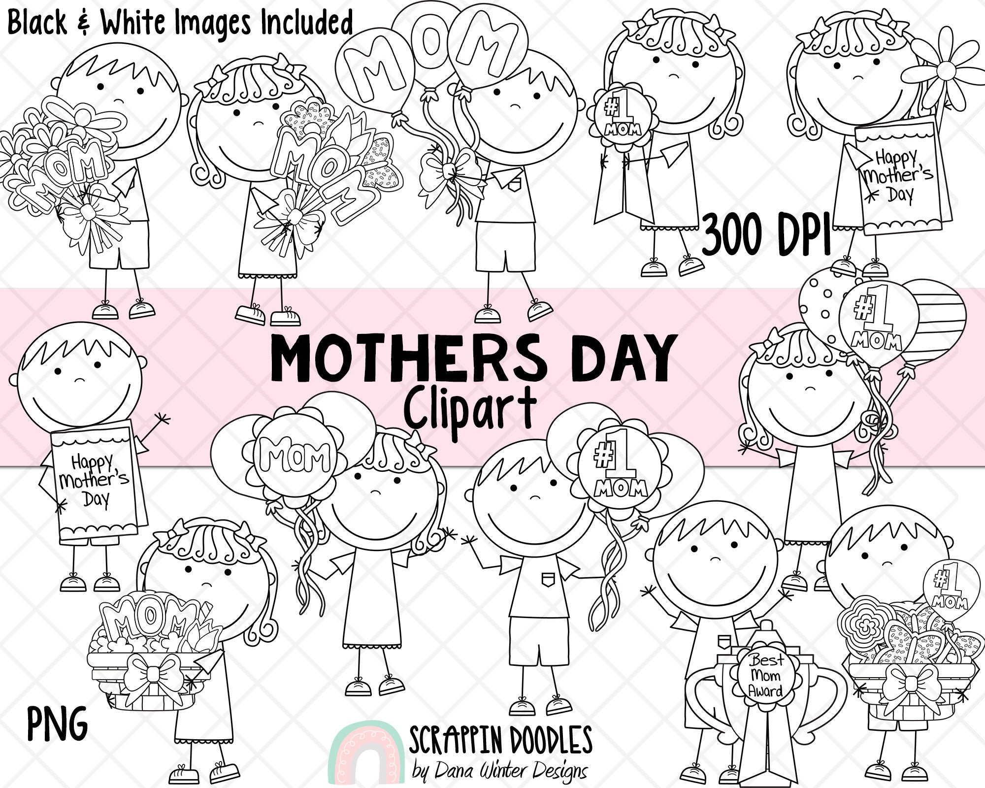 Happy Mothers Day Clipart Black And White