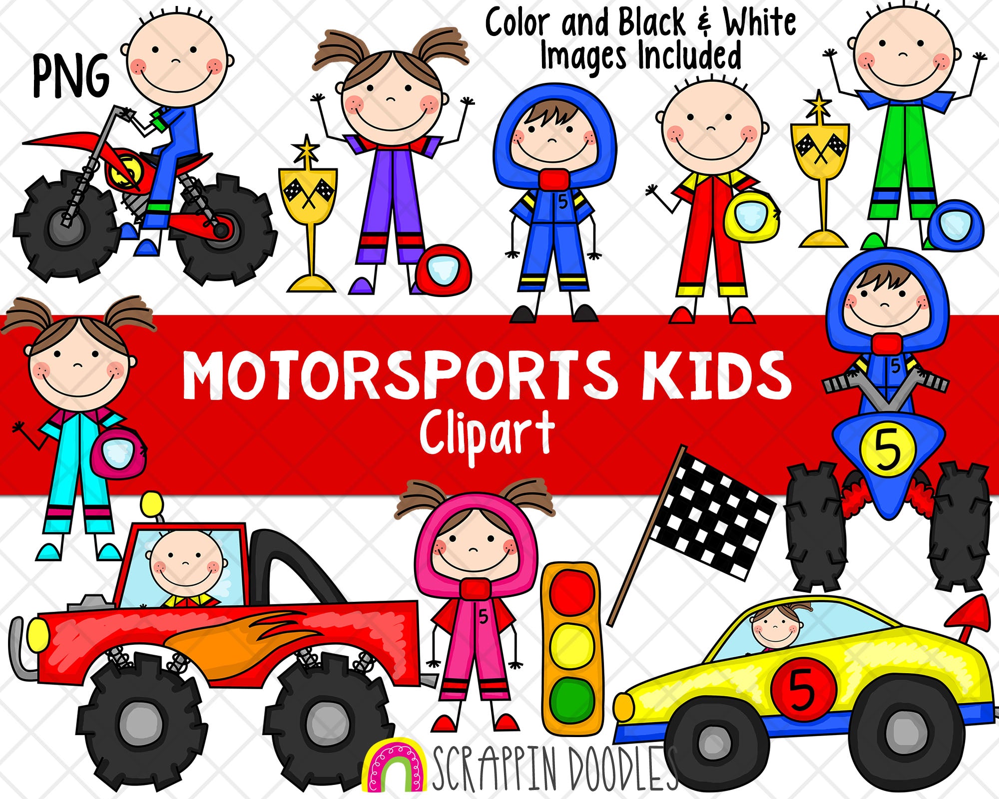 MotorSports Kids ClipArt - Monster Truck Clipart - Dirt Bike Clipart ...