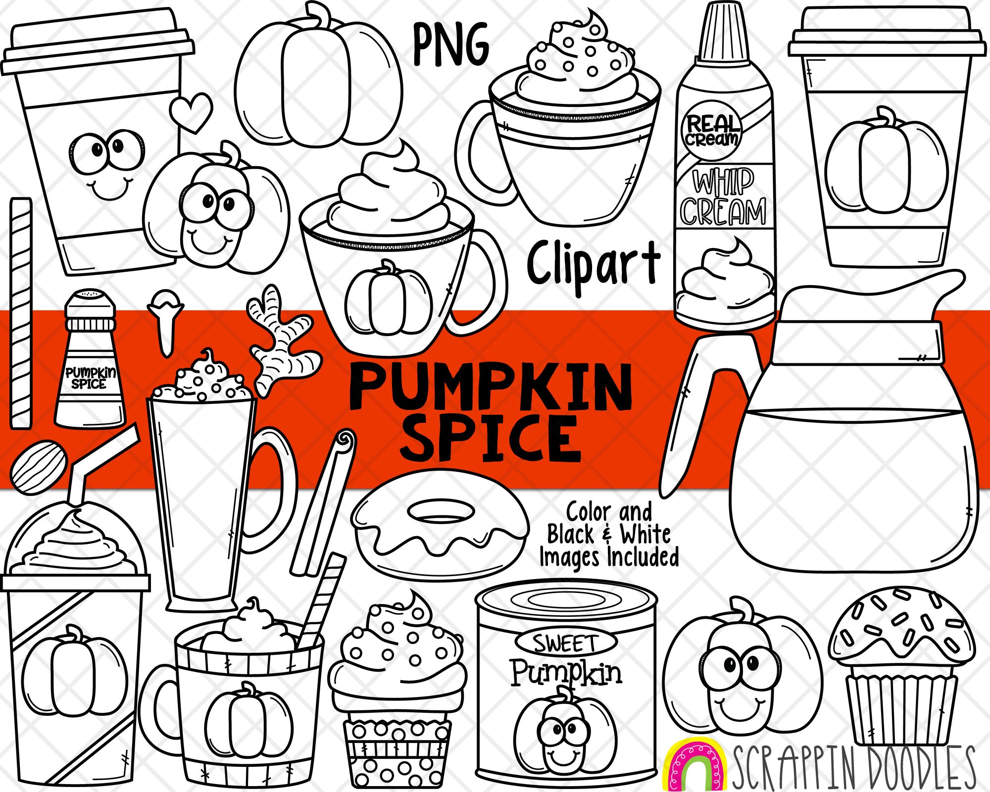 Pumpkin Spice Clip Art - Autumn Clipart - Coffee Clipart – Scrappin Doodles