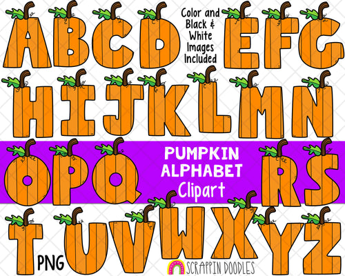 Pumpkin Alphabet ClipArt - Cute Pumpkin Clip Art - Pumpkin Numbers - M ...