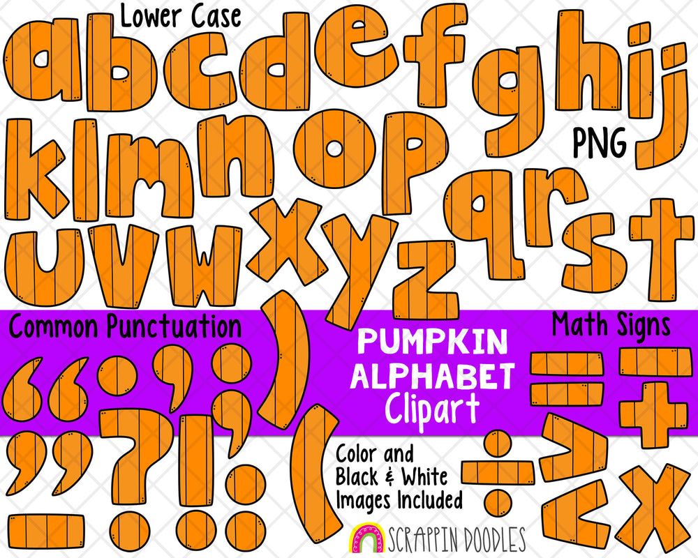 Pumpkin Alphabet ClipArt - Cute Pumpkin Clip Art - Pumpkin Numbers - M ...