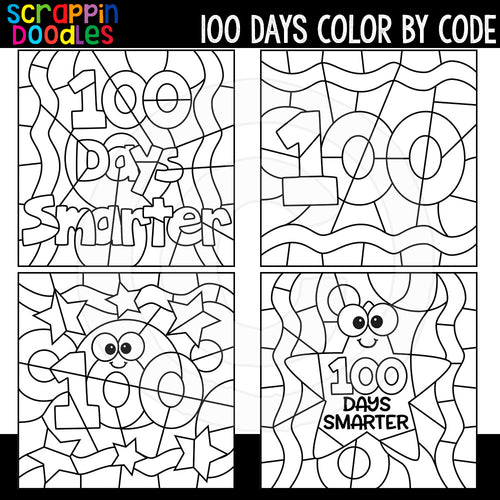 100 Days of School Color By Code Templates – Scrappin Doodles