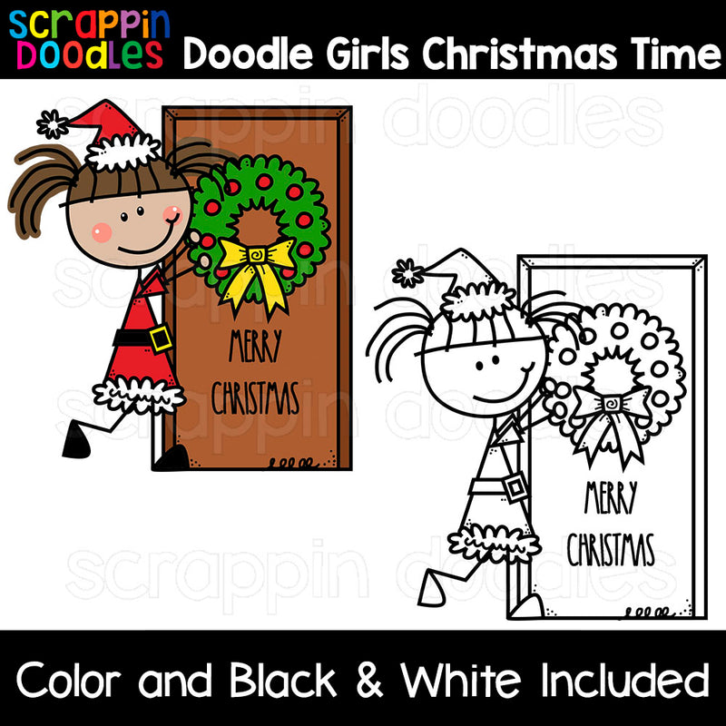 Doodle Girls Christmas Time Clip Art – Scrappin Doodles