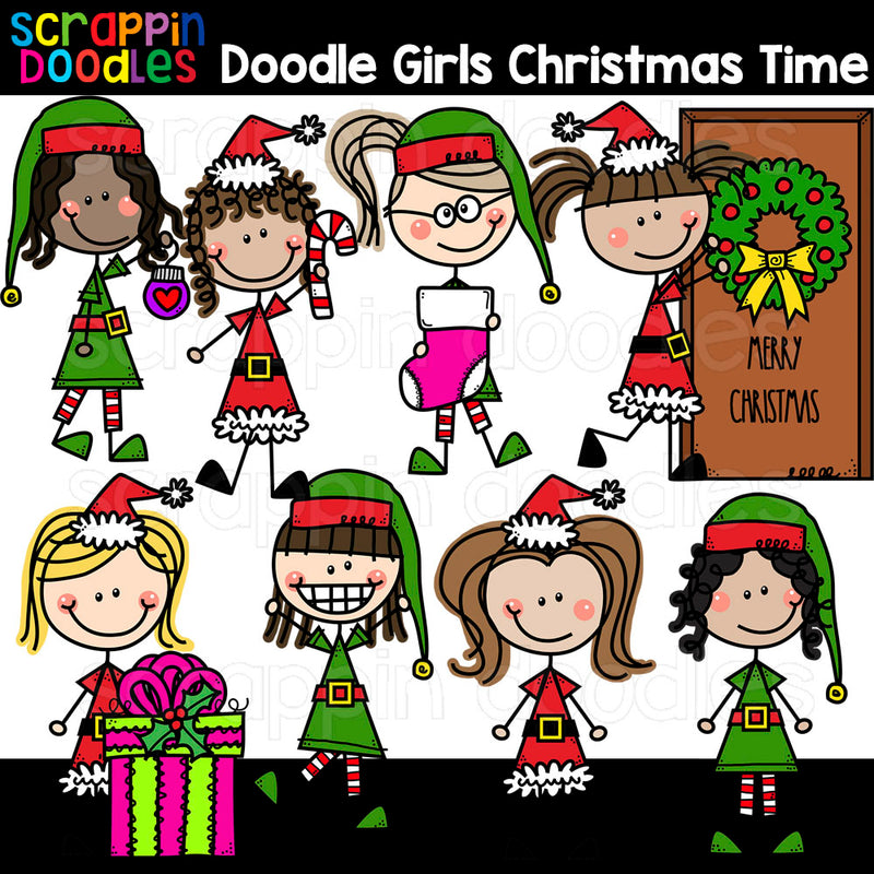 Doodle Girls Christmas Time Clip Art – Scrappin Doodles