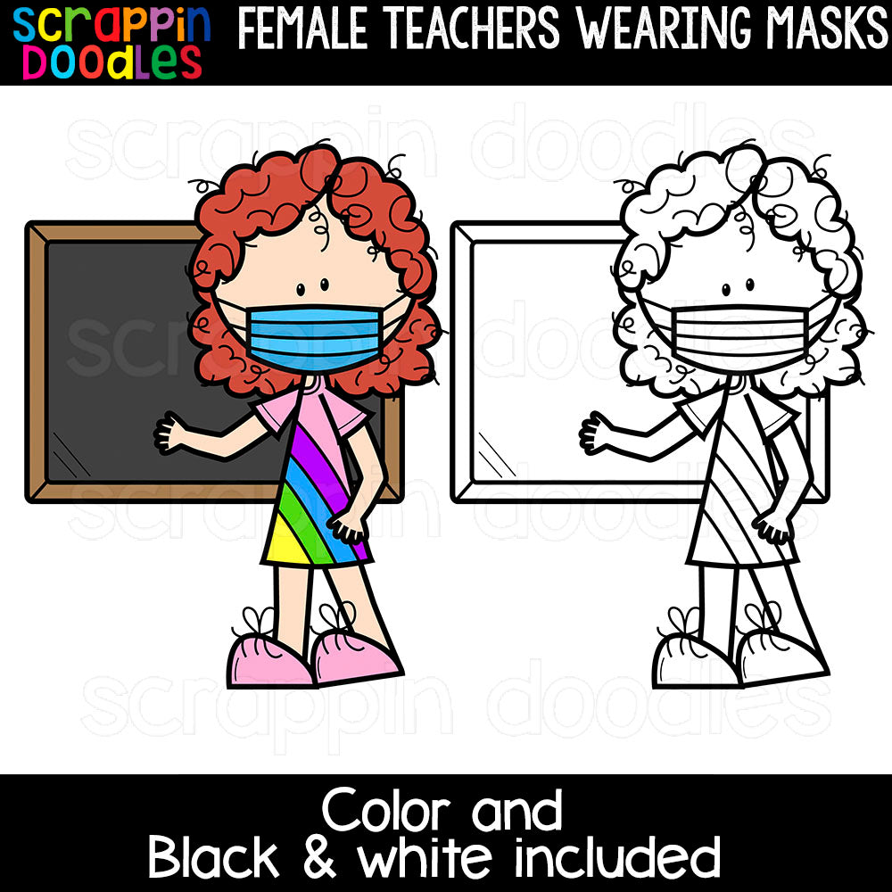 Teachers Wearing Masks Clipart Bundle – Scrappin Doodles