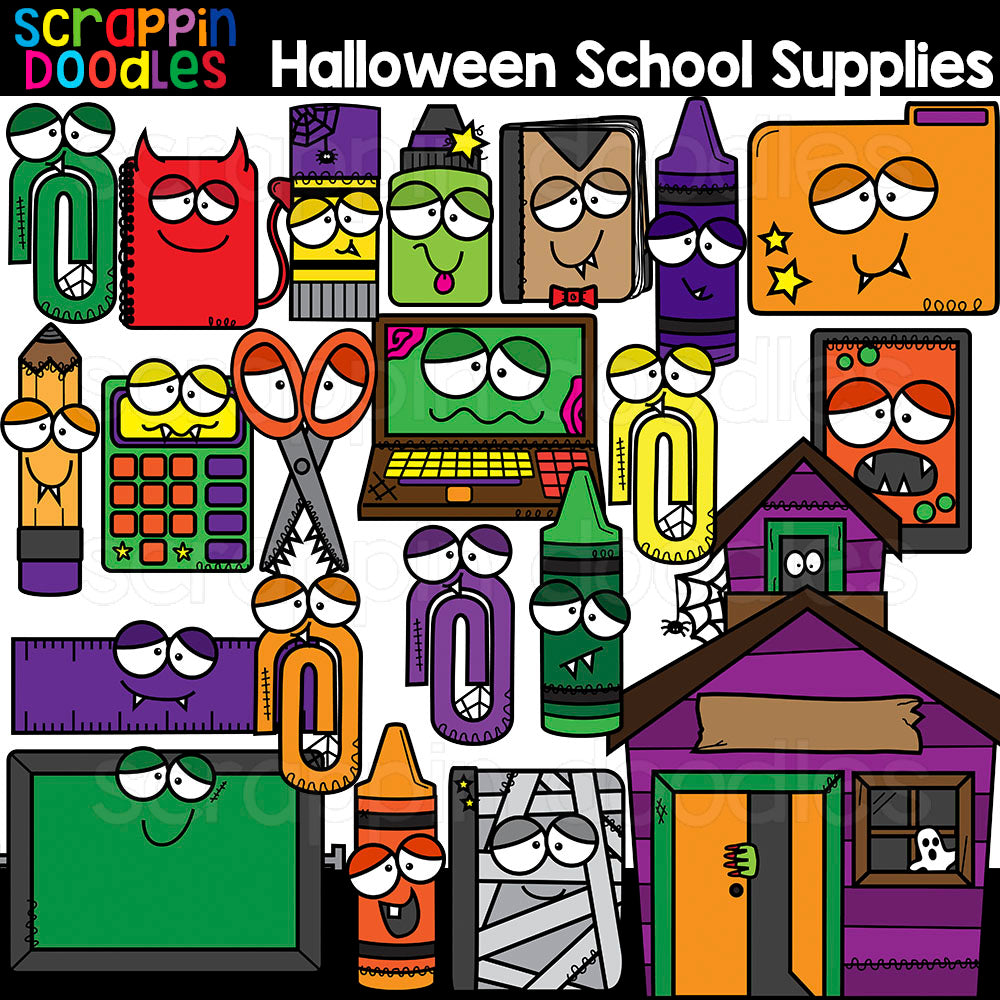 Halloween School Supplies Clipart - Halloween Clipart – Scrappin Doodles