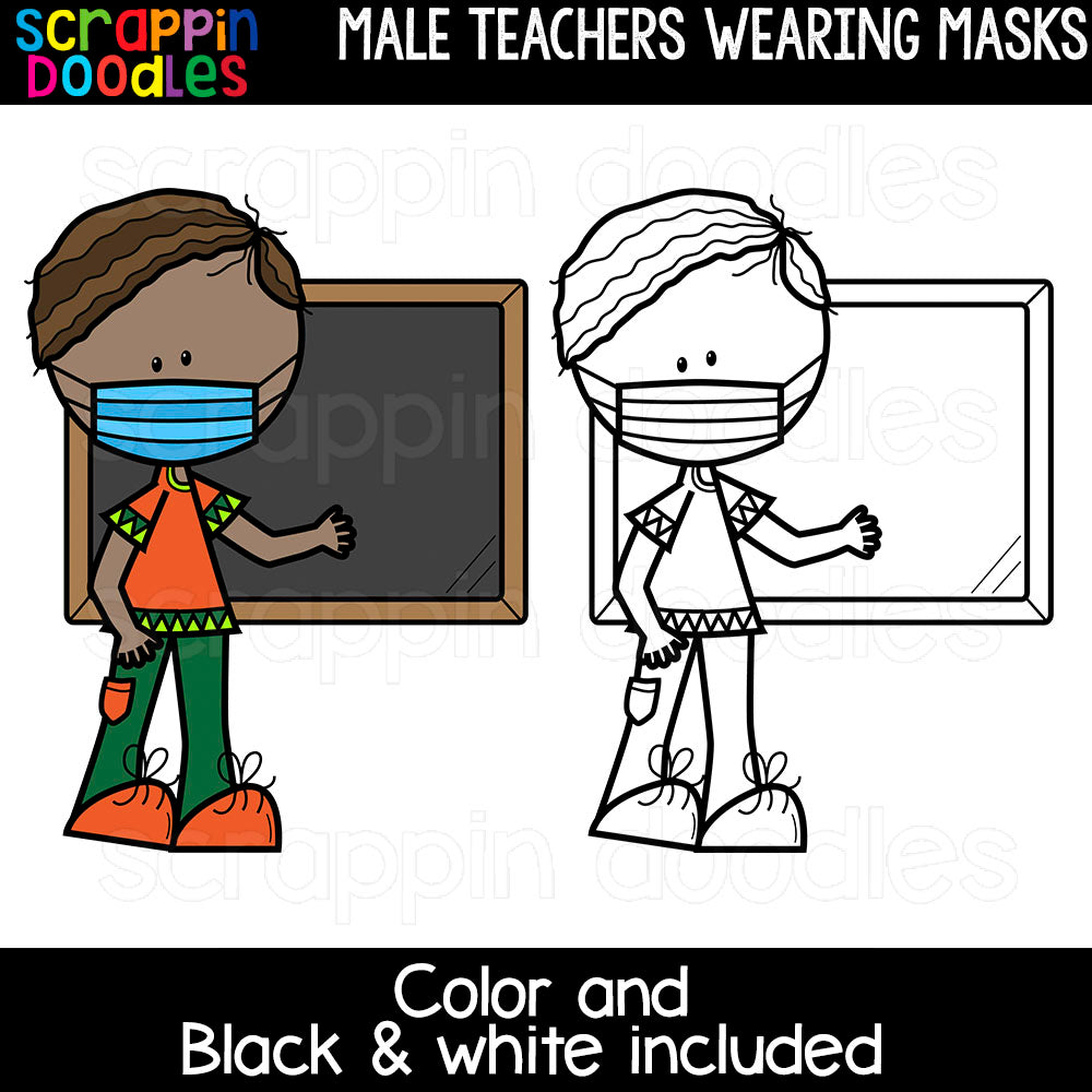 Teachers Wearing Masks Clipart Bundle – Scrappin Doodles