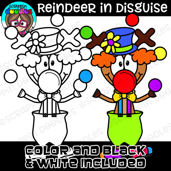 Reindeer In Disguise Clipart – Scrappin Doodles