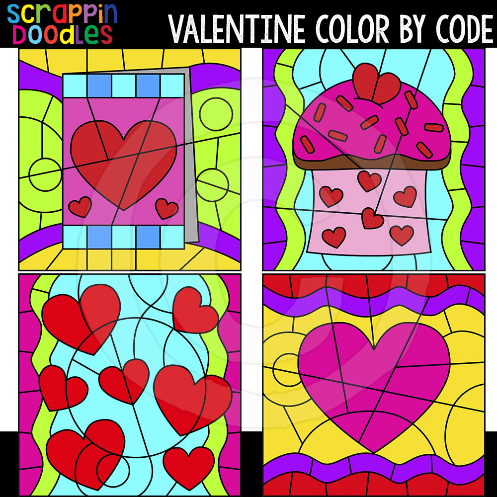 Valentine Color By Code Templates – Scrappin Doodles