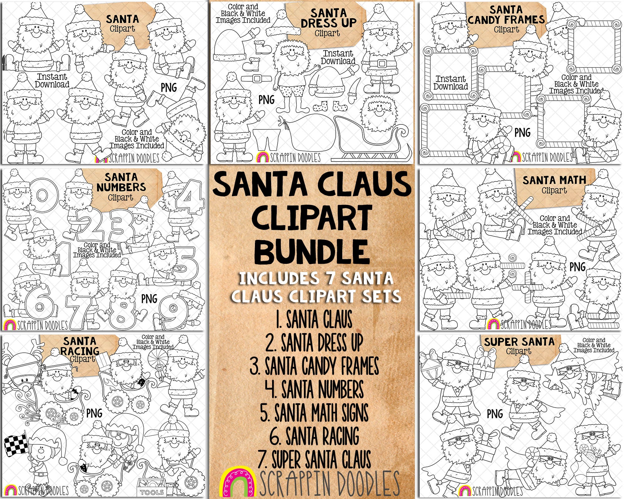 Santa Claus ClipArt Bundle - Cute Christmas Santas - Super Santa - Chr ...