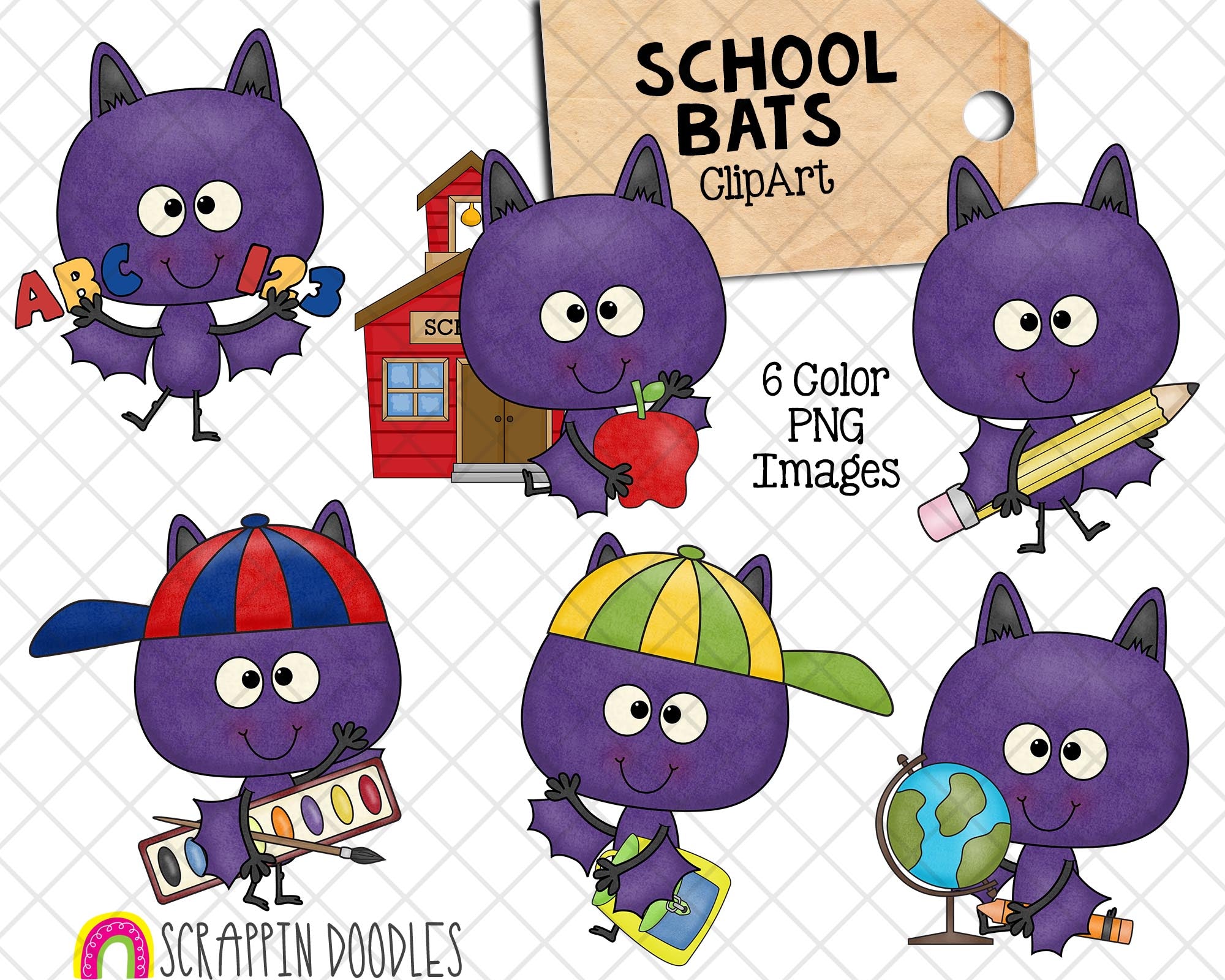 School Bats ClipArt - Fall Bat Clipart - Vampire Bats - Commercial Use ...